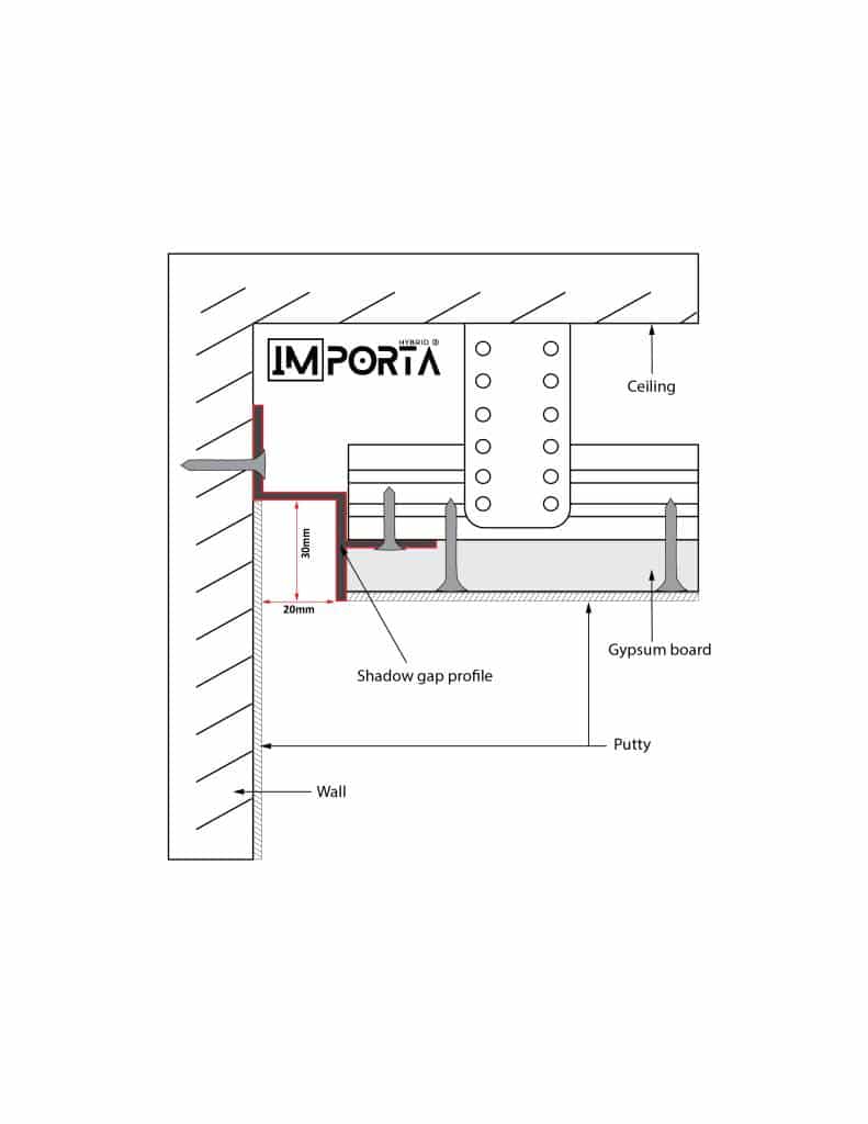 Importa ALUMINUM PROFILE OF SHADOW Gap Ceiling Silver 22 mm UAE F ...